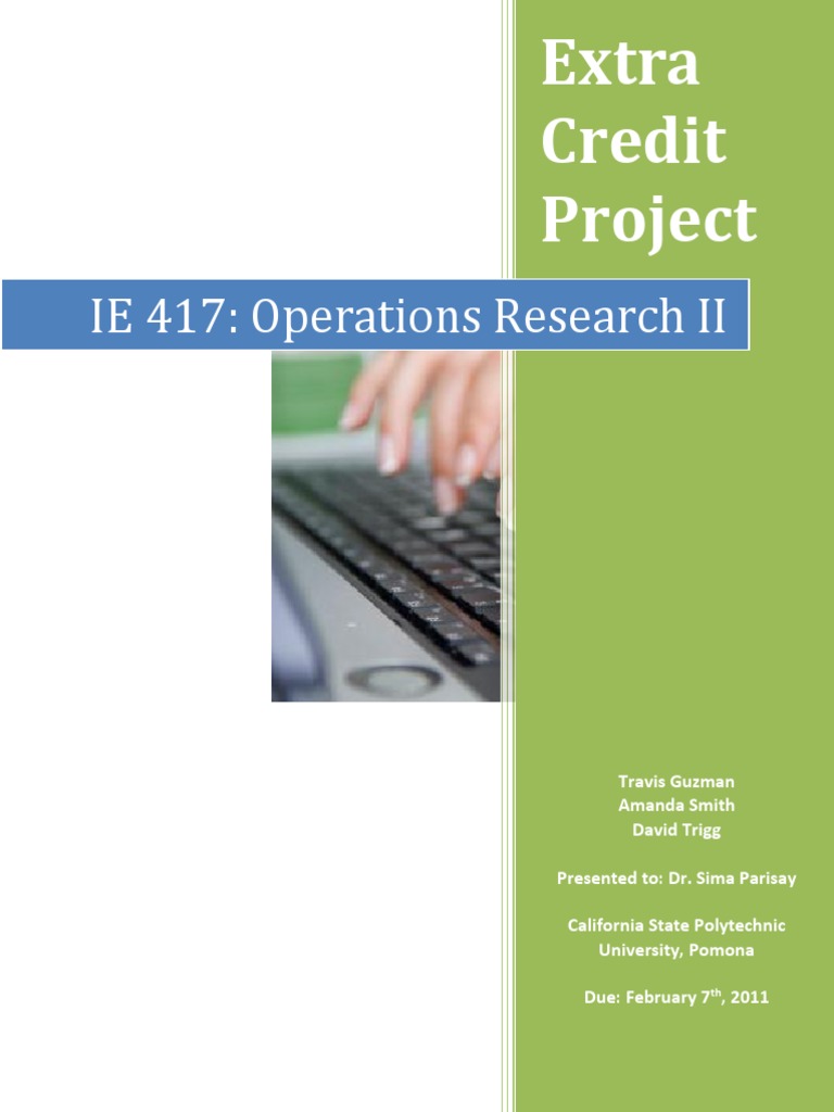 IE417 - Extra Credit Report | PDF | Sensitivity Analysis | Teaching ...
