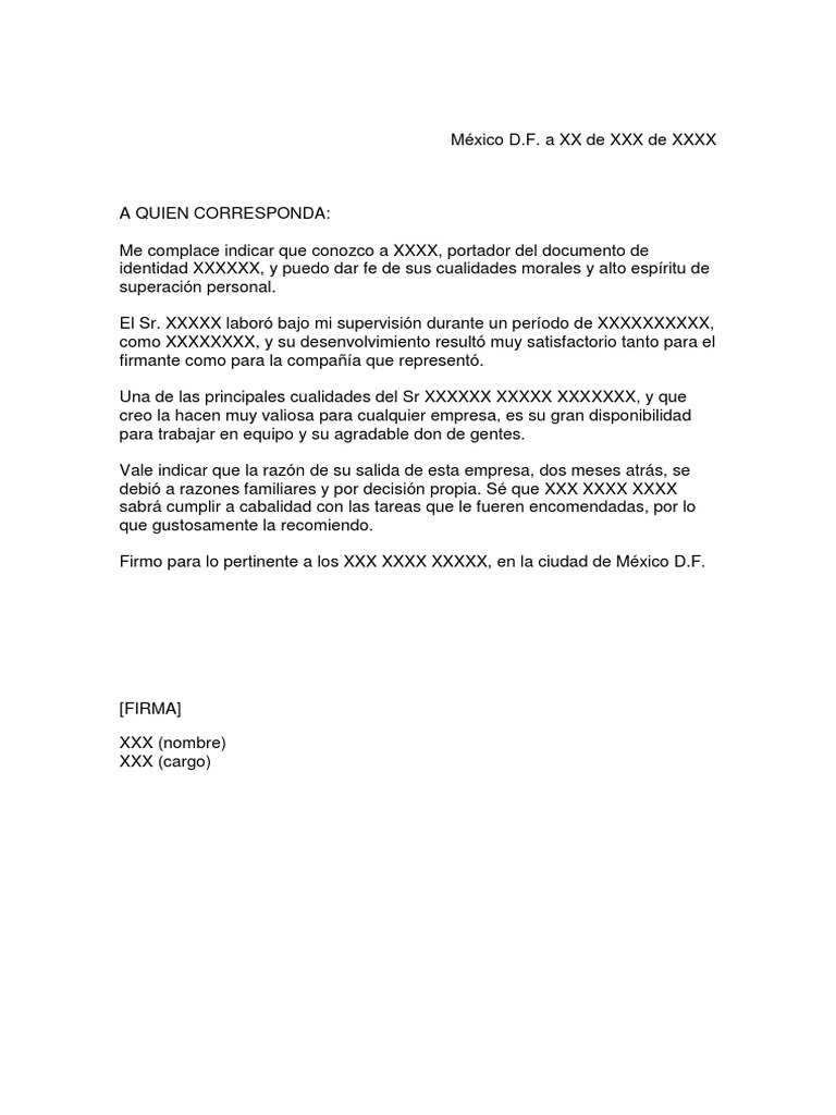Carta de Recomendación Formal | PDF