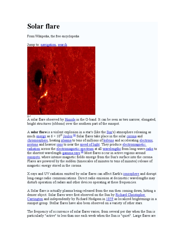 Solar Flare: From Wikipedia, The Free Encyclopedia | PDF | Solar Flare ...