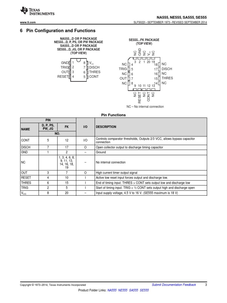 Data Sheet Timer 555 | PDF | Electronics | Electrical Engineering