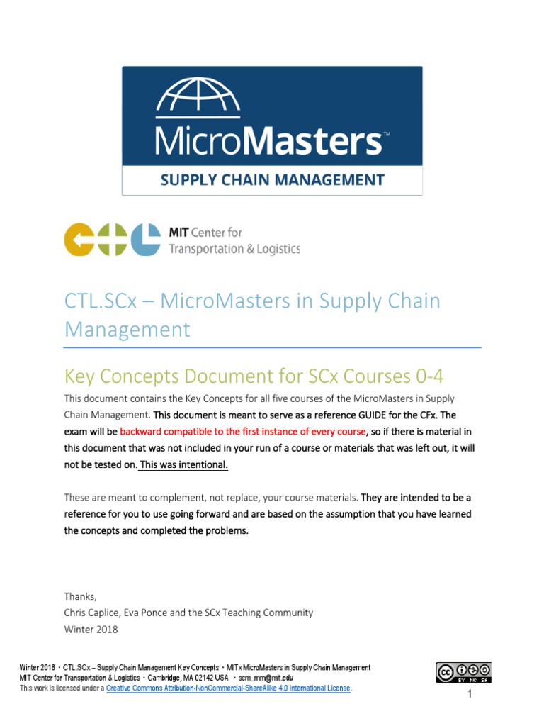 MITx MicroMasters SCM KeyConcepts | PDF | Supply Chain | Supply Chain ...