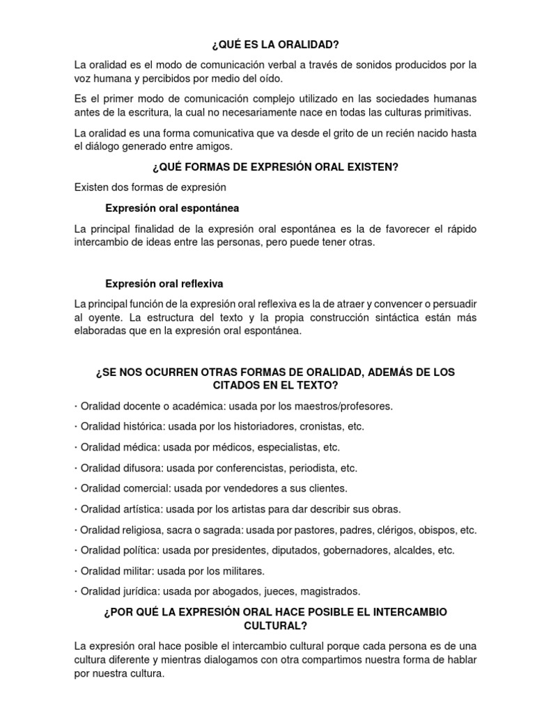 Qué Es La Oralidad | PDF | Comunicación | Conceptos psicologicos
