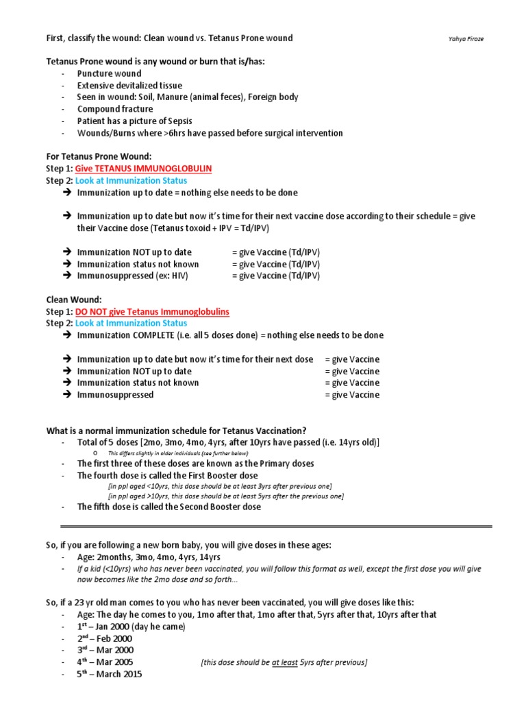 Tetanus Prophylaxis in Wounds - UK | Wound | Vaccines