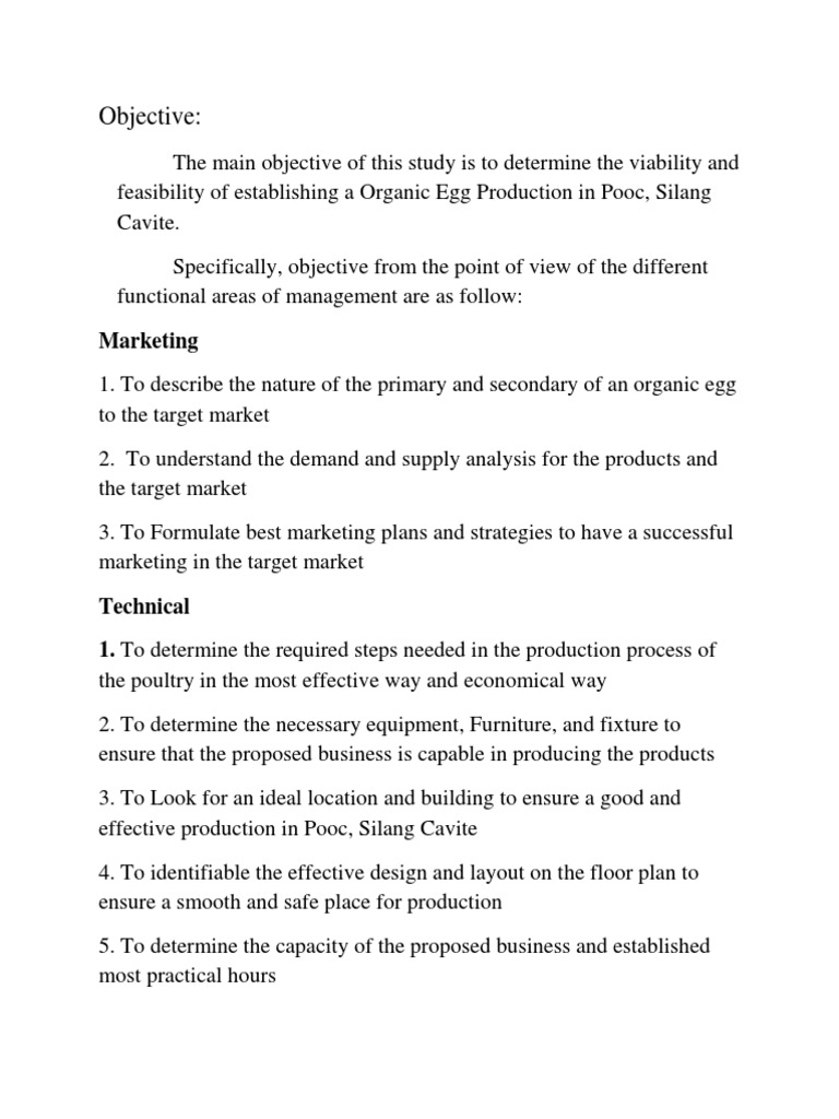 Objective | PDF | Poultry Farming | Strategic Management