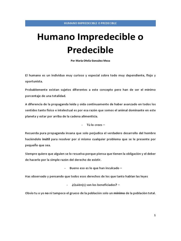 Humano Impredecible o Predecible | PDF | Homo Sapiens | Vida