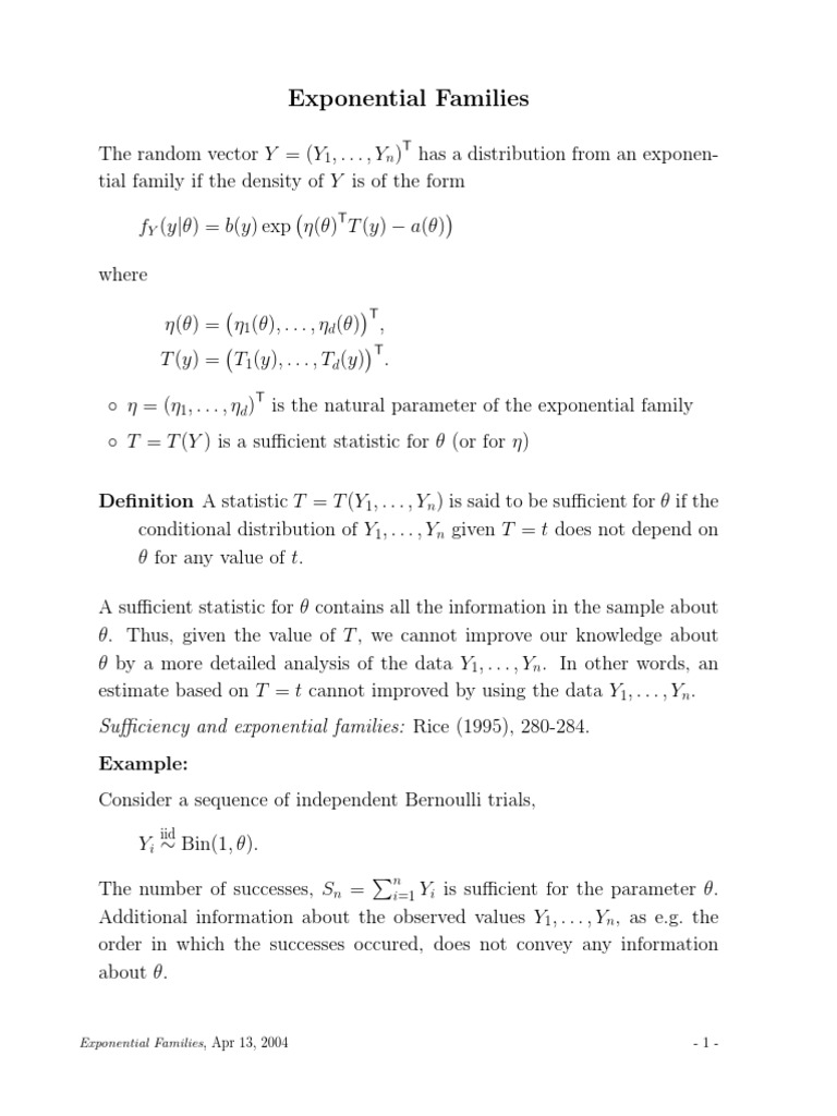 Exponential Families ML Estimation | PDF | Scientific Modeling ...