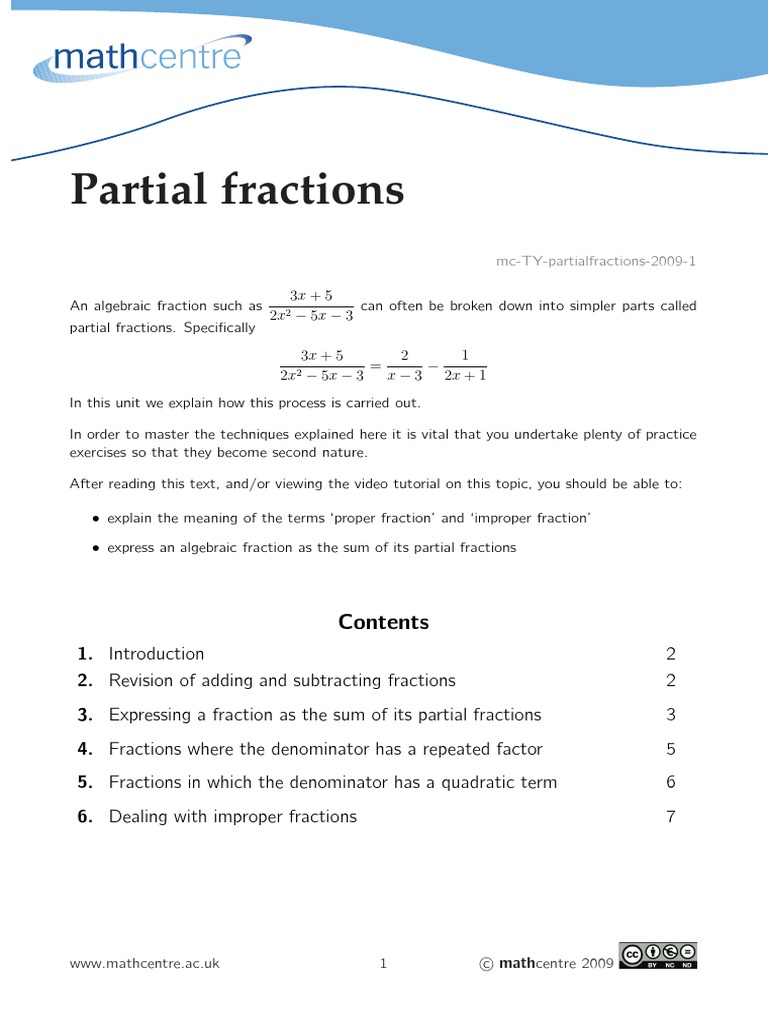 1.partial Fractions PDF | PDF