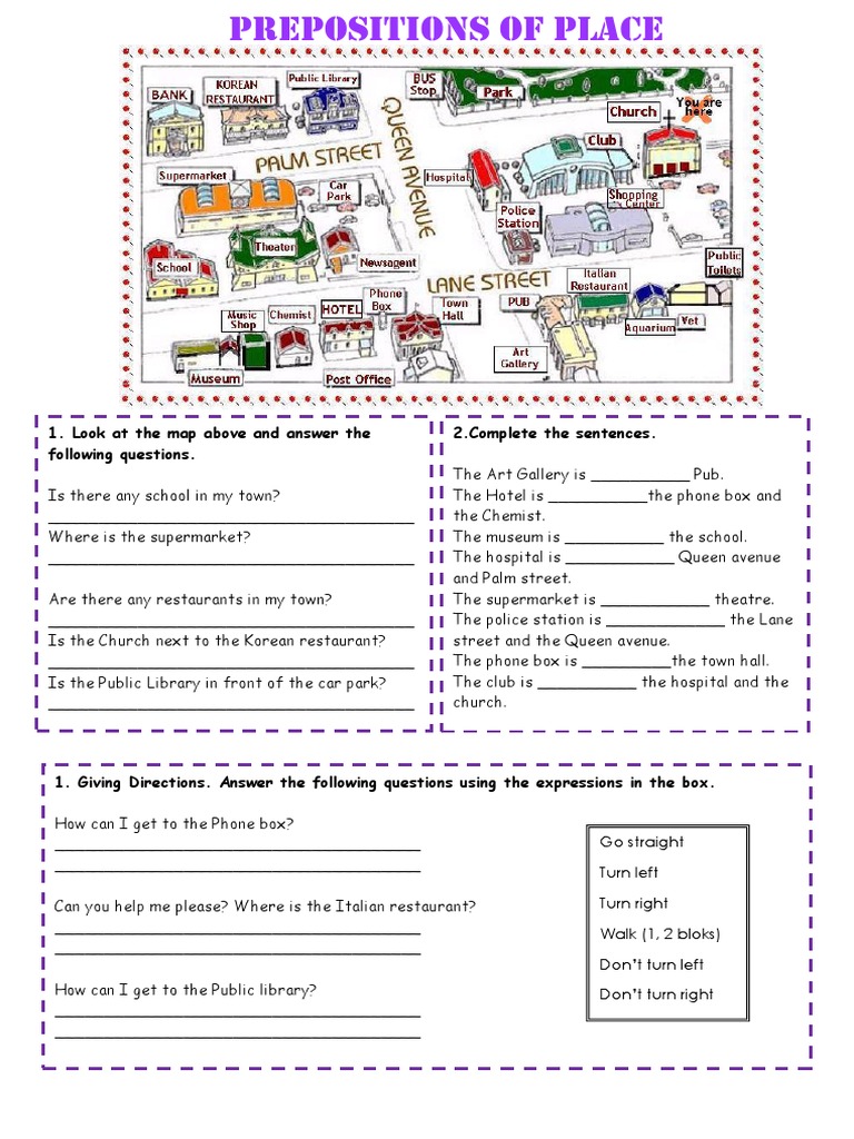 Prepositions of Place and Directions | PDF