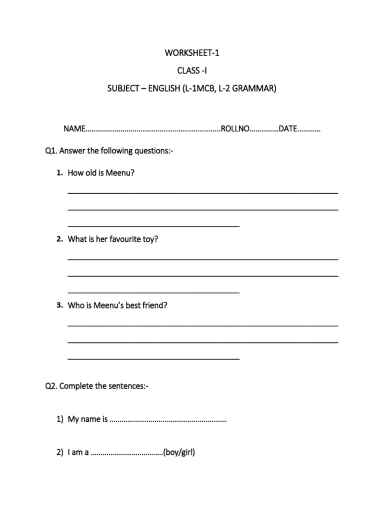 Class-1 Army School Holiday Homework | PDF | Languages | Language Arts ...