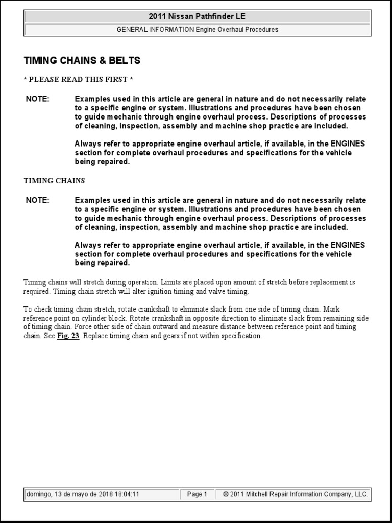 Nissan VQ40DE Distribucion | PDF | Gear | Manufactured Goods