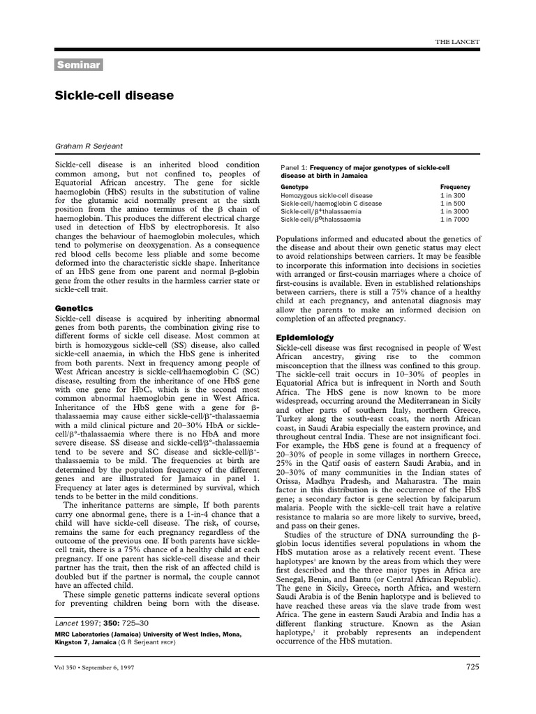 Sickle Cell | PDF | Genetics | Biology