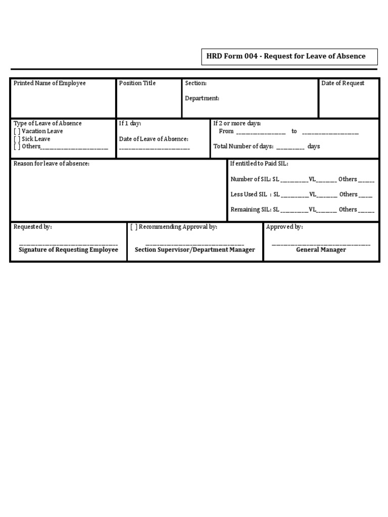 Leave of Absence Request Form | PDF | Business