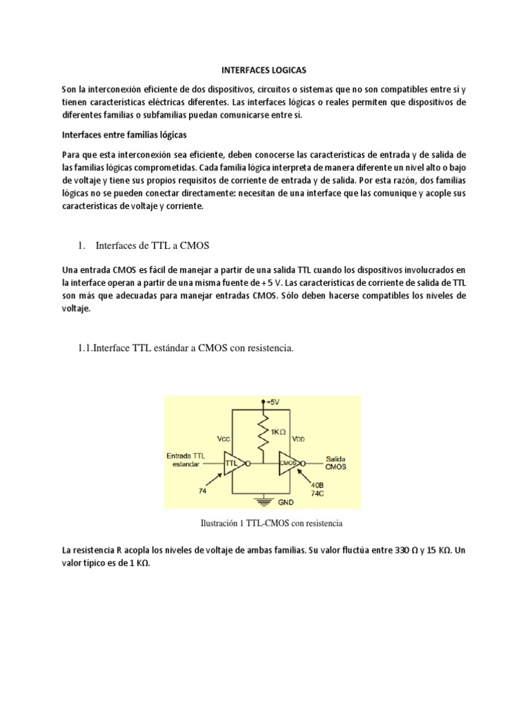Interfaces Ttl-Cmos & Cmos-Ttl | PDF | Cmos | Diodo