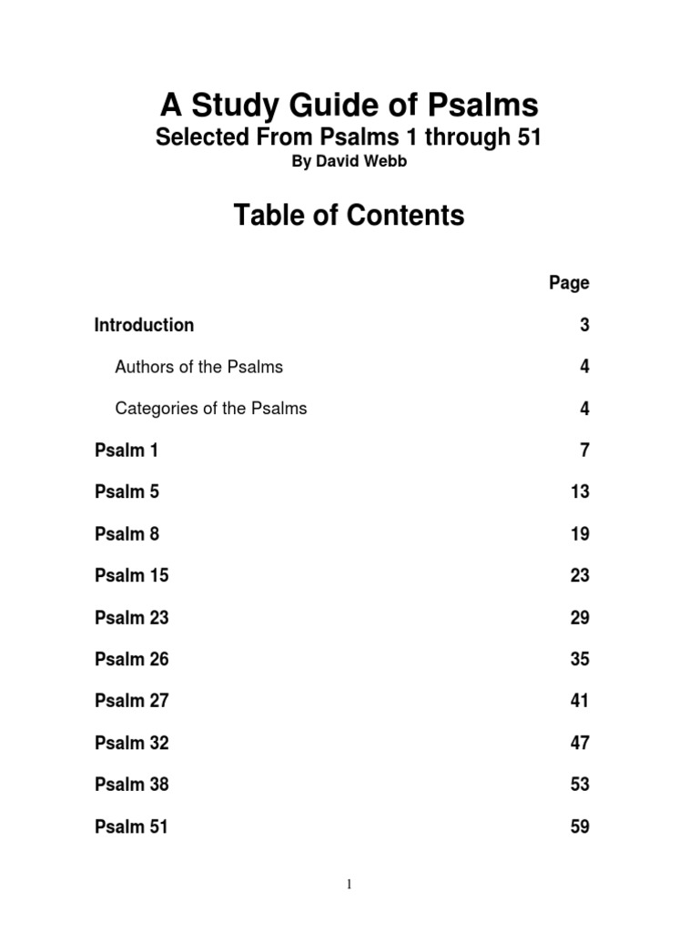 Psalms Study Guide for Believers | PDF | Psalms | Books Of Samuel