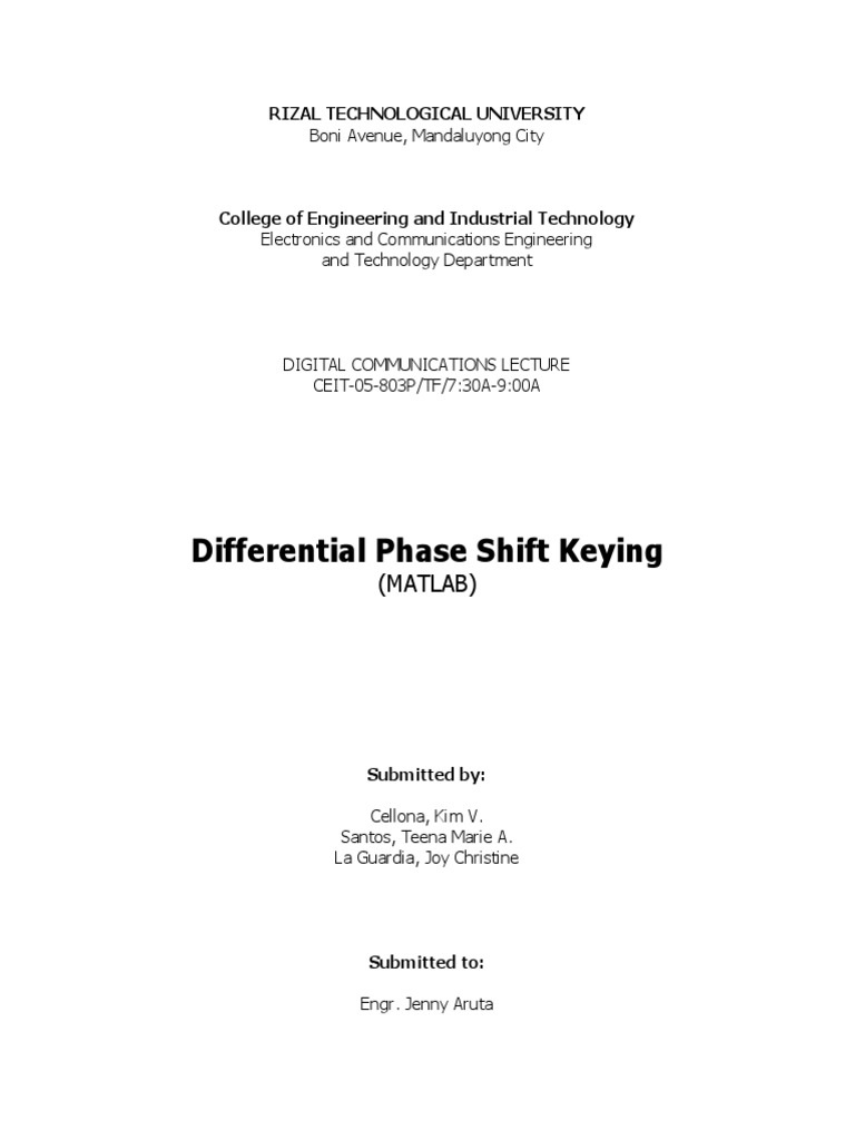 Dpsk Modulation Demodulation Pdf Modulation Electrical Circuits