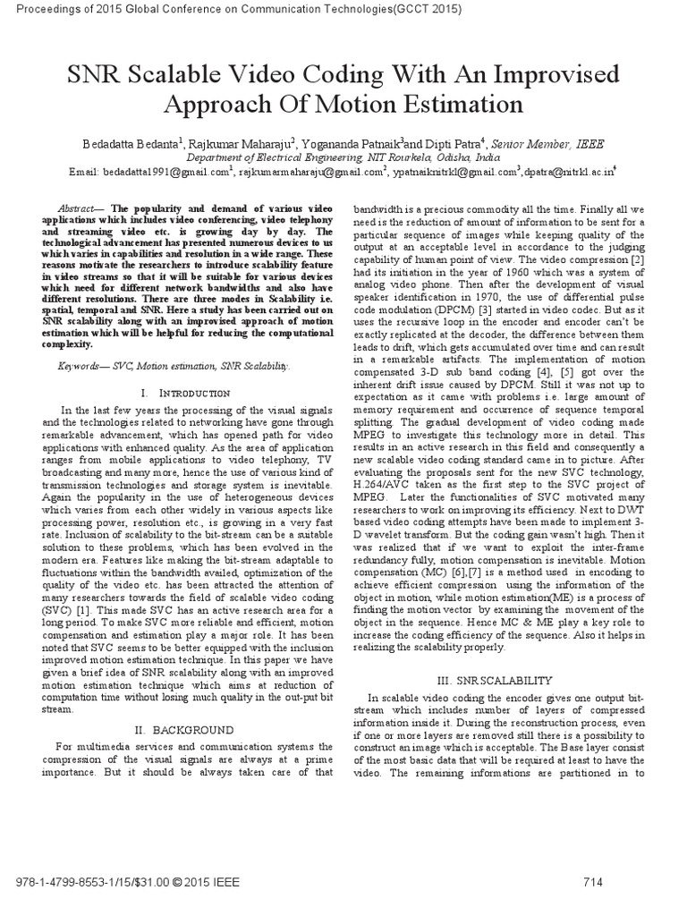 Bedanta Et Al. - 2015 - SNR Scalable Video Coding With An Improvised Approach of Motion ...