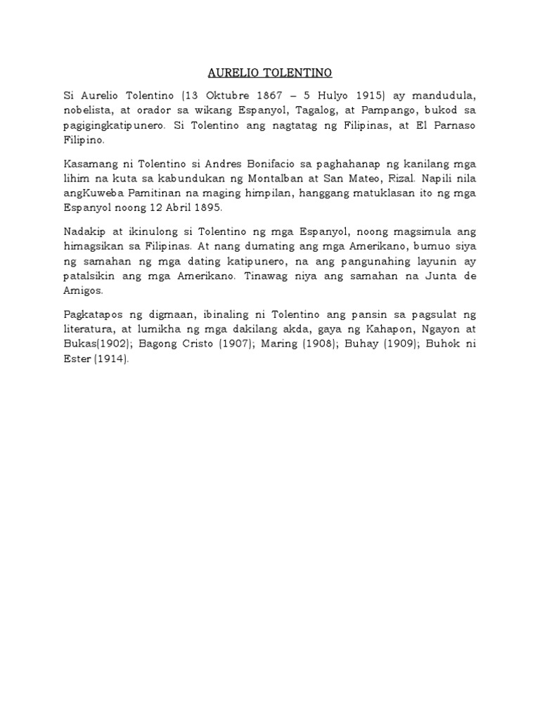 Aurelio Tolentino | PDF