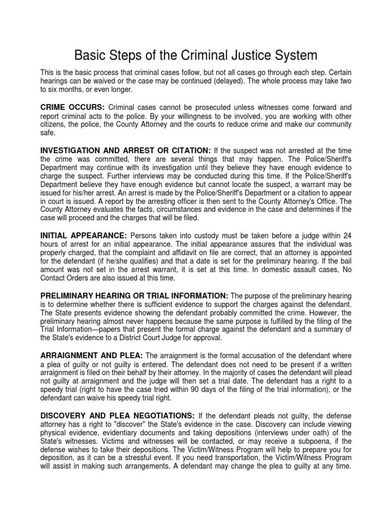 Basic Steps of The Criminal Justice System | PDF | Arrest | Arraignment