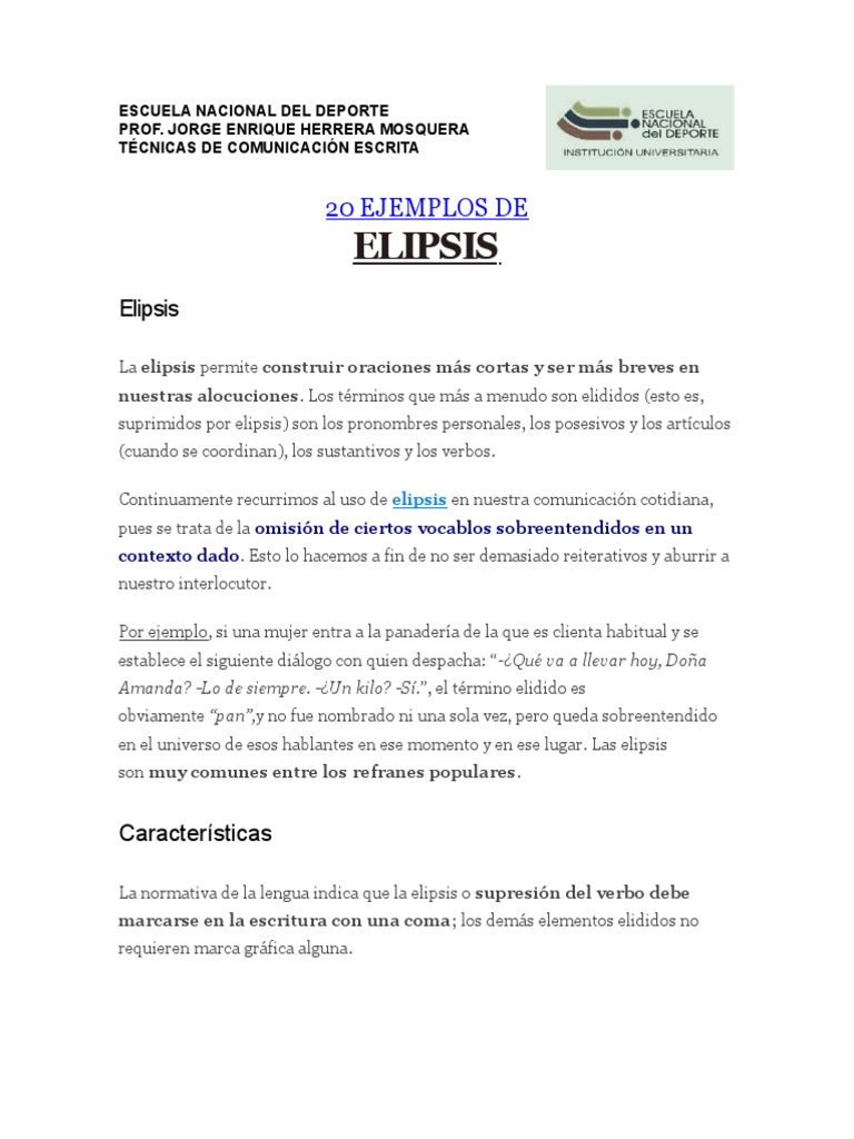 20 Ejemplos de Elipsis | Verbo | Lingüística