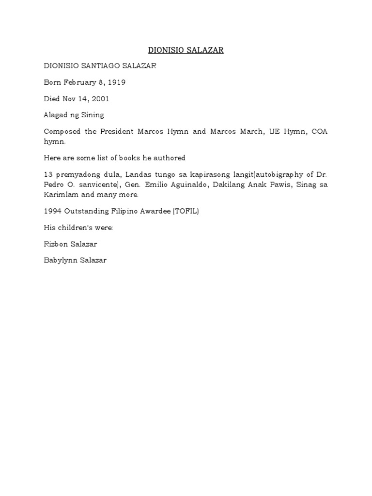 Dionosio Salazar | PDF