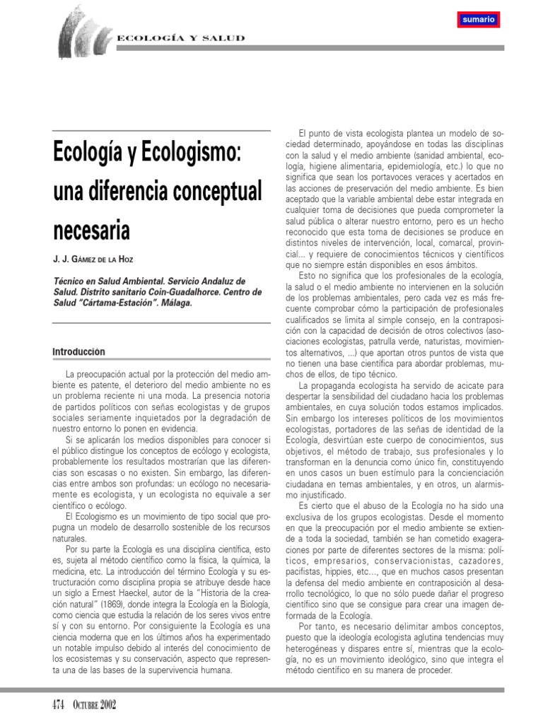 Ecologia y Ecologismo | PDF | Ambientalismo | Movimiento conservacionista