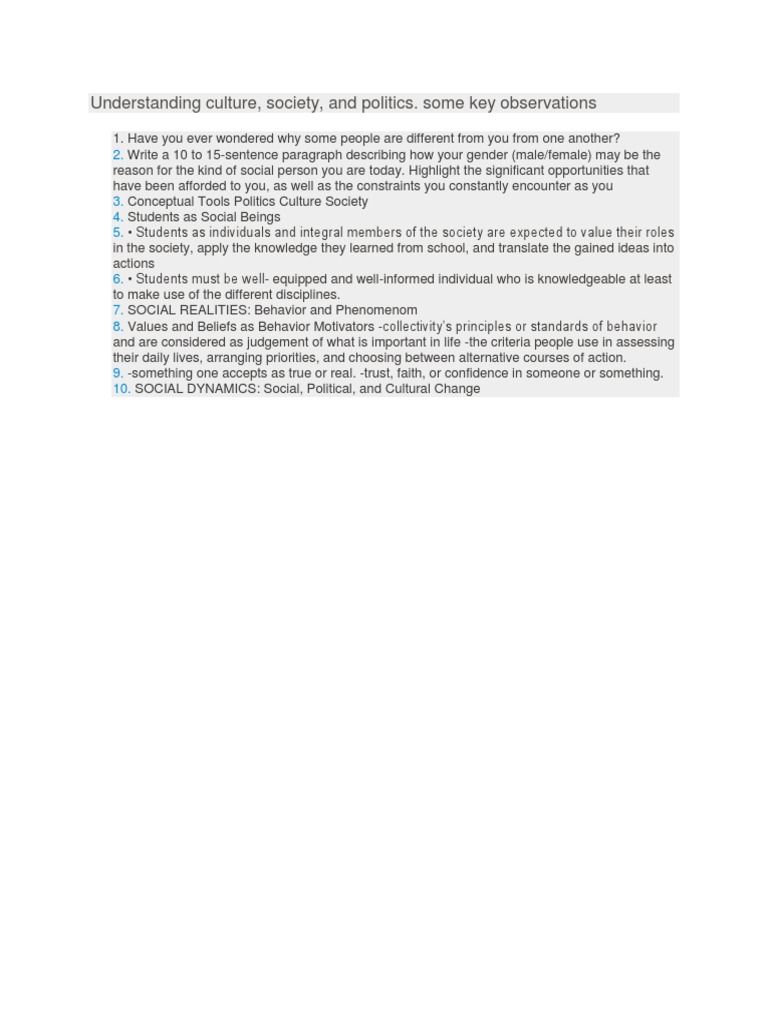 ACTIVITY For Understanding Culture | PDF | Society | Gender