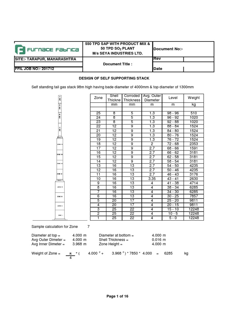 98m Stack Design Calculations 4 | PDF | Bending | Classical Mechanics