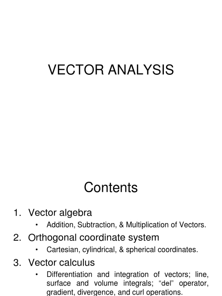 Vector Analysis | PDF | Divergence | Gradient