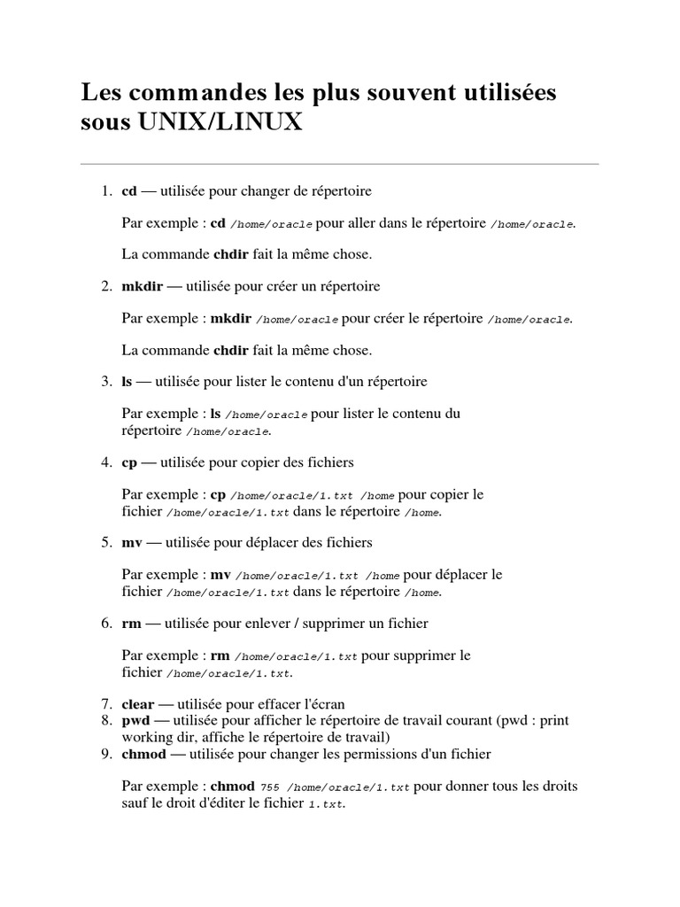 Commande Linux | PDF | Fichier texte | Fichier informatique