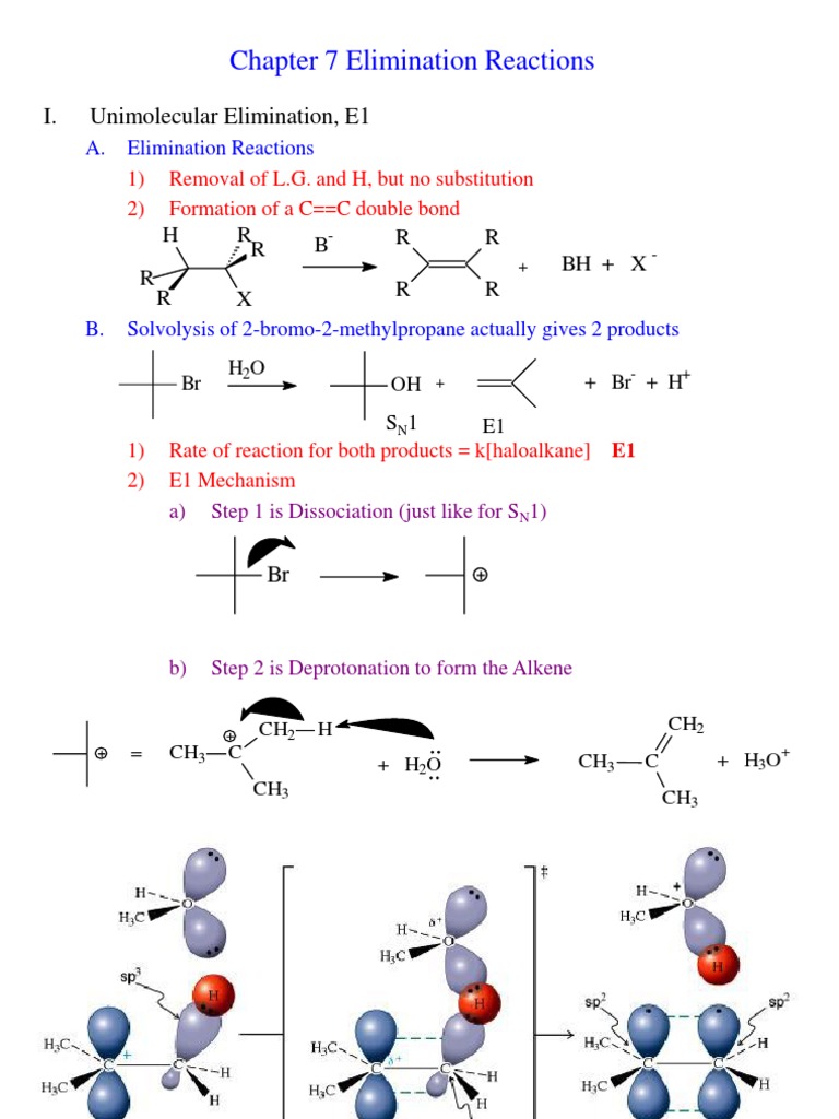 Chapter 7 Elimination Reactions: I. Unimolecular Elimination, E1 | PDF | Unit Processes ...