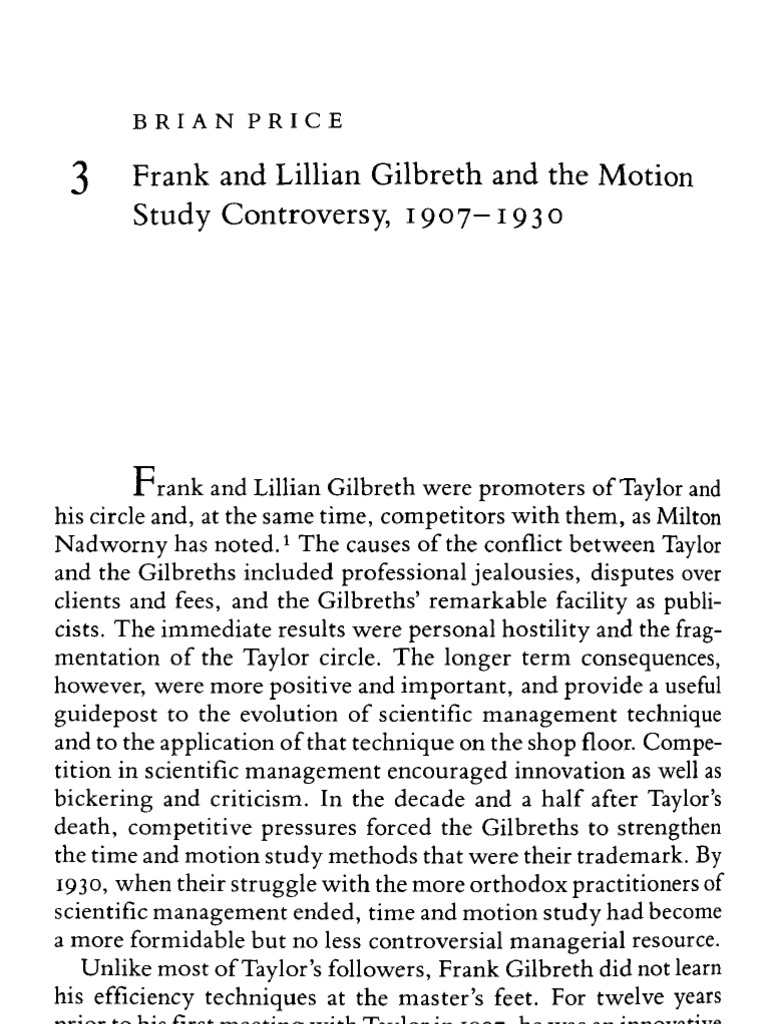 Frank And Lillian Gilbreth Motion Studies