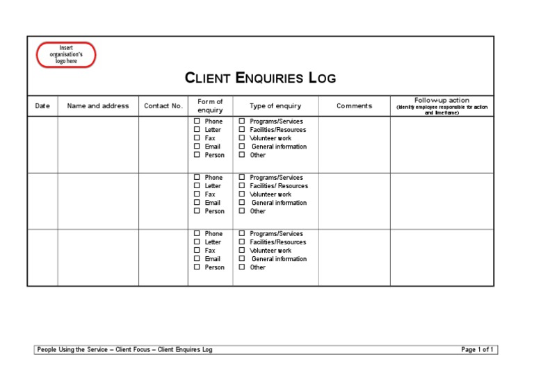 Client Enquiries Log | PDF