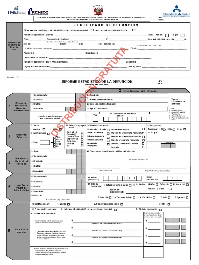 Certificado de Defunción | PDF | Ciencias de la Salud | Muerte