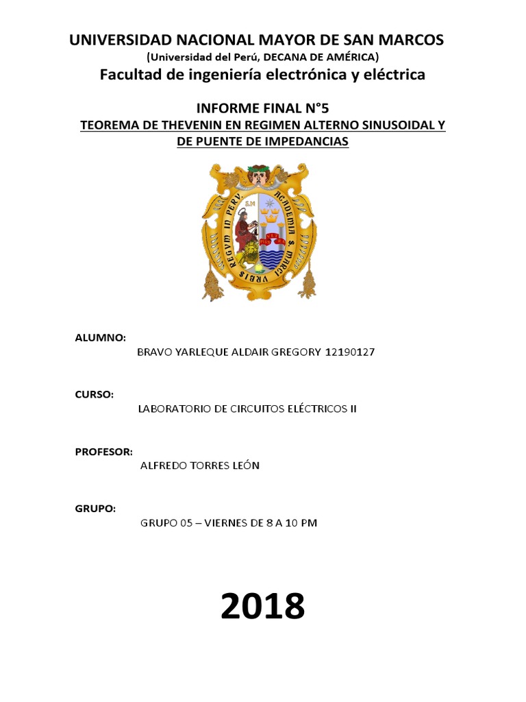 Informe Final 5 Circuitos Electricos II | PDF | Impedancia eléctrica | Inductor