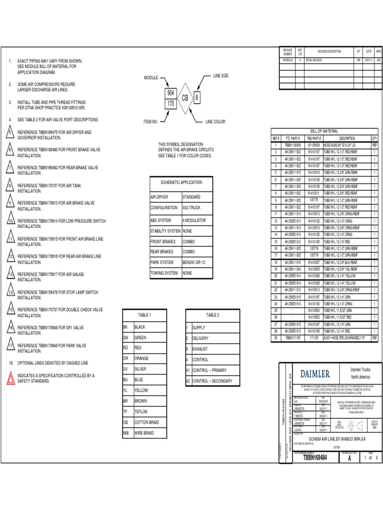 DTNA Air Brake Line Schematic | PDF | Anti Lock Braking System | Pipe ...