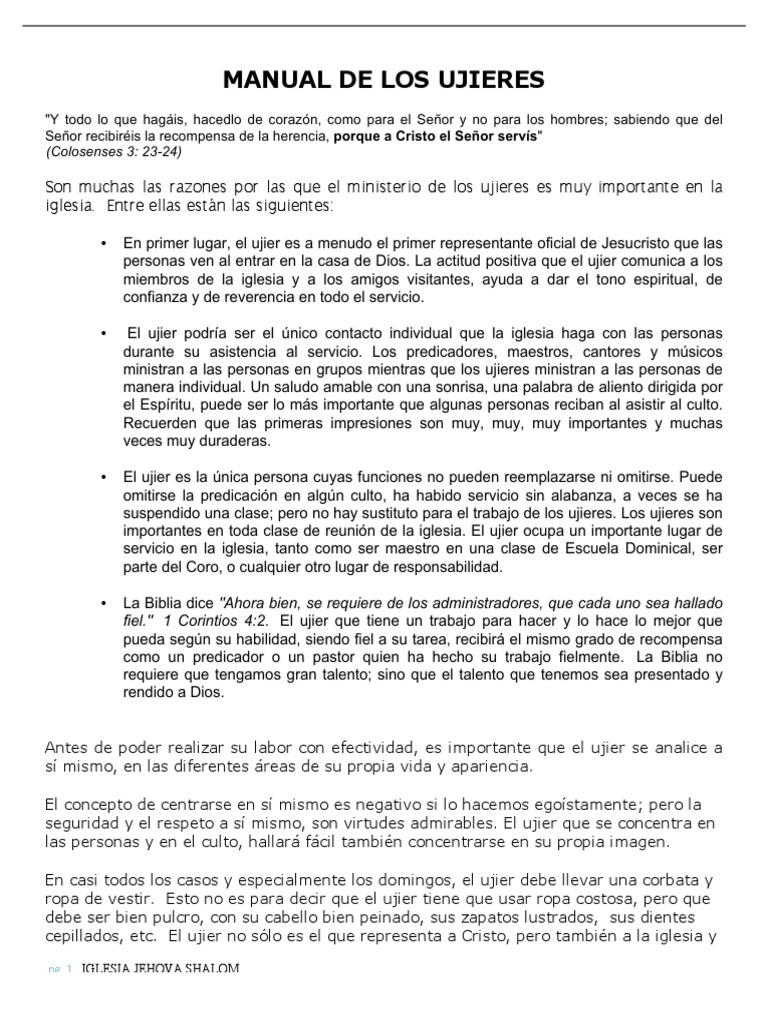 El Ministerio de los Ujieres: Una Guía para Servir con Amabilidad y ...