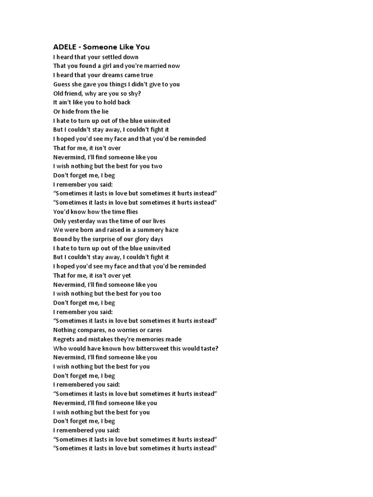 Adele - Someone Like You | PDF | Leisure