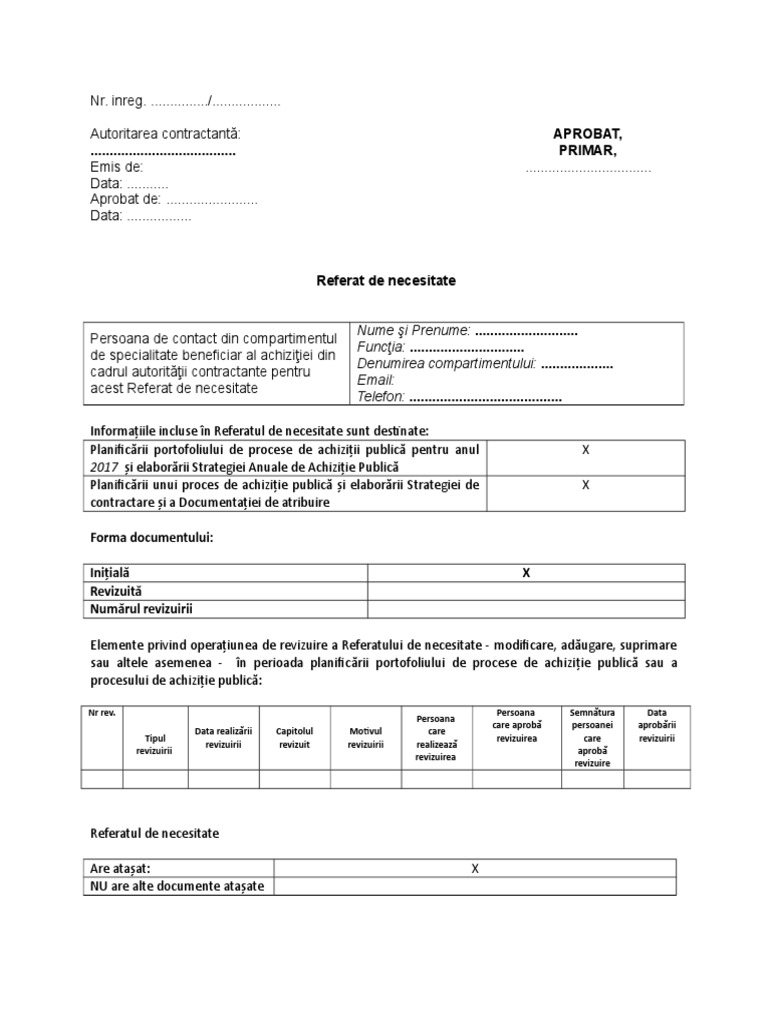 Model Referat de Servicii Fara Caiet de Sarcini