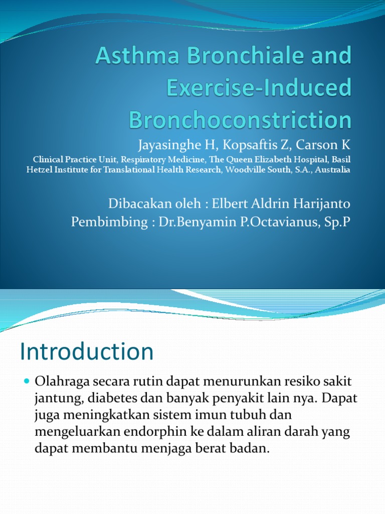 Asthma Bronchiale and Exercise-Induced Bronchoconstriction | PDF