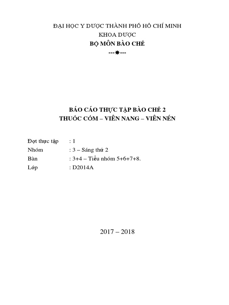 Báo cáo Bào Chế | PDF