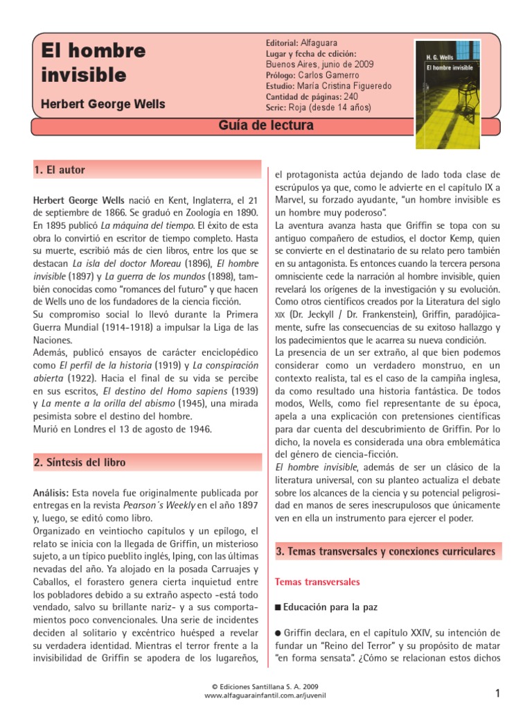Guia Actividades Hombre Invisible PDF | Descargar gratis PDF | El ...