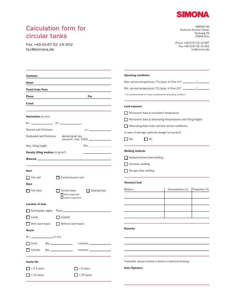 Calculation Form For Circular Tanks | PDF | Building Engineering ...