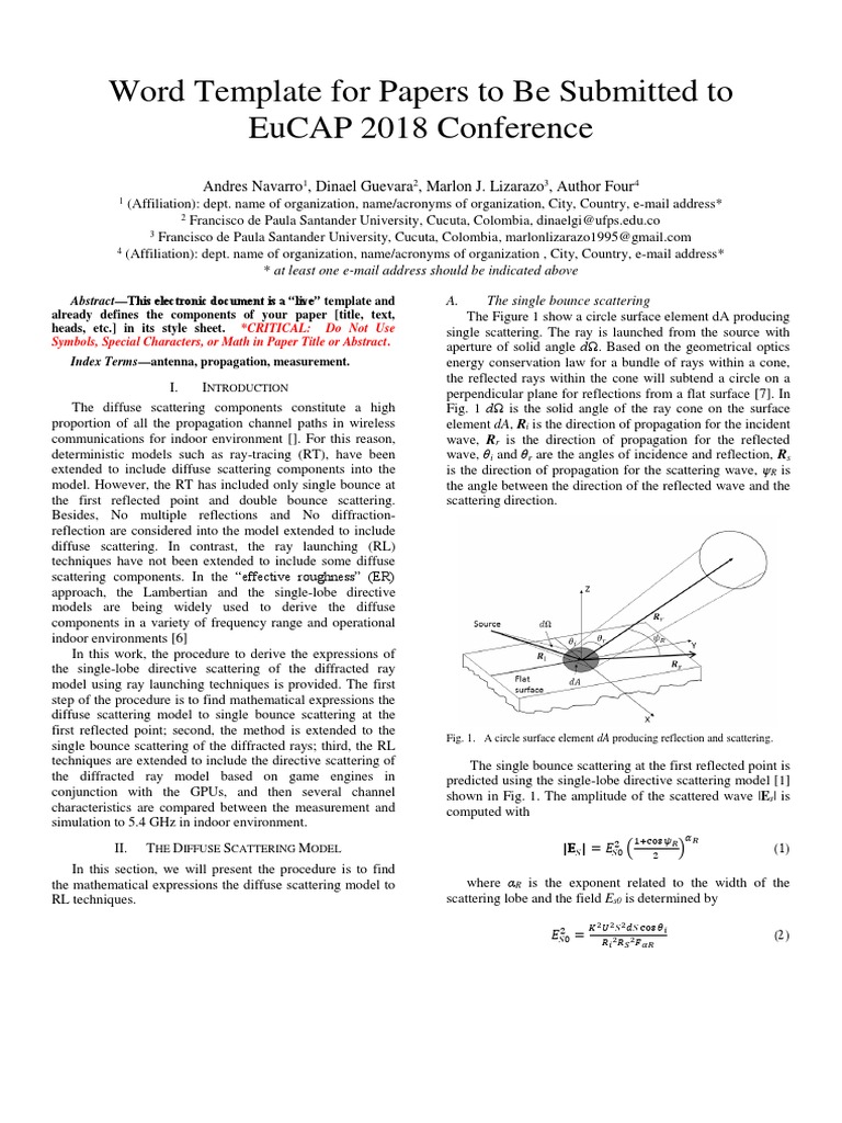 EuCAP 2018 Paper Template Guide | PDF | Diffraction | Scattering