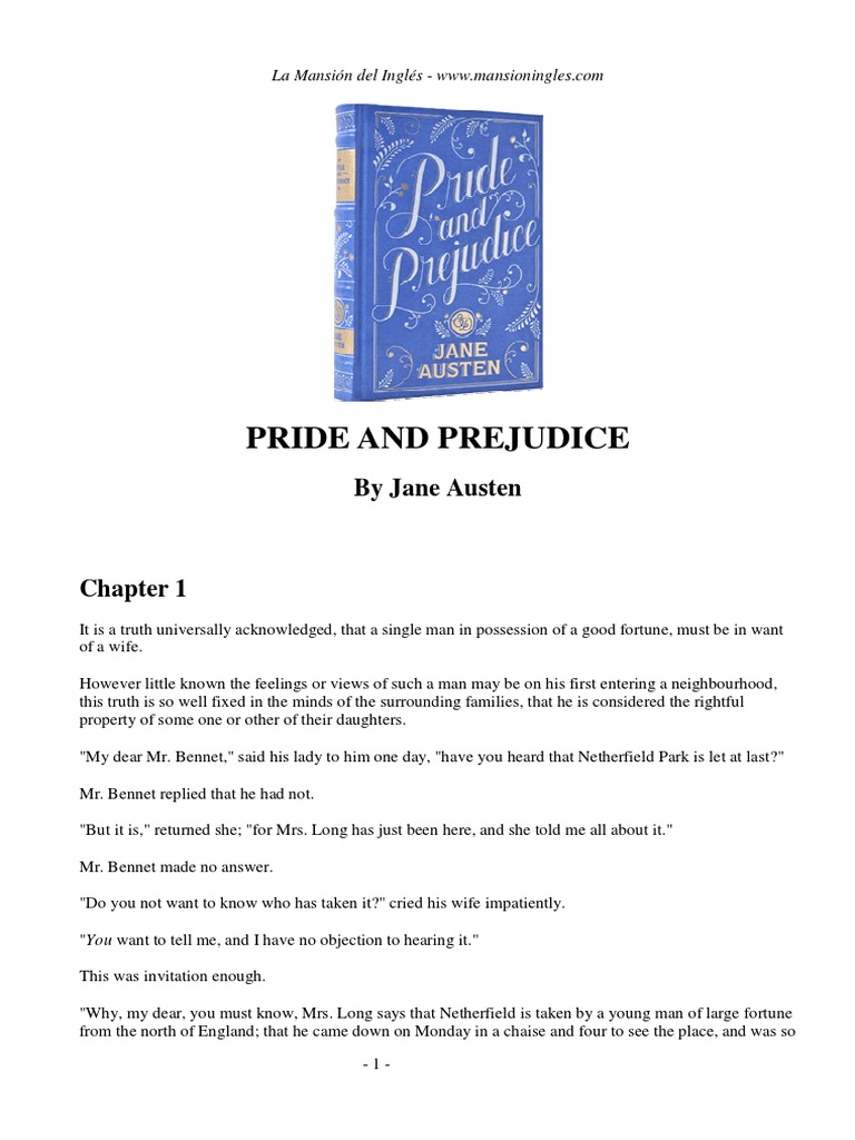 Pride and Prejudice Chapters 1-3 | PDF | Pride And Prejudice | Mr. Darcy