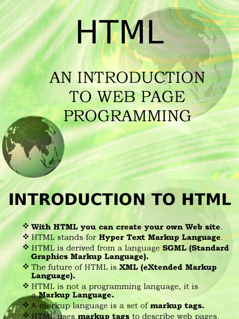 Introduction To Html Pdf Pdf Html Element Markup Language