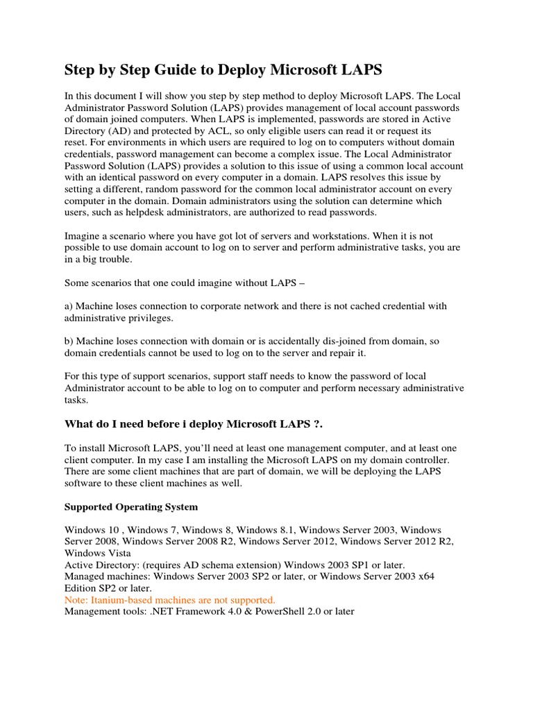 Step by Step Guide To Deploy Microsoft LAPS | PDF | Group Policy ... Step by Step Guide To Deploy Microsoft LAPS | PDF | Group Policy ...