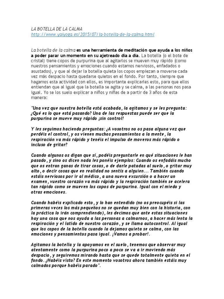 La Botella de La Calma | PDF | Botella | Meditación