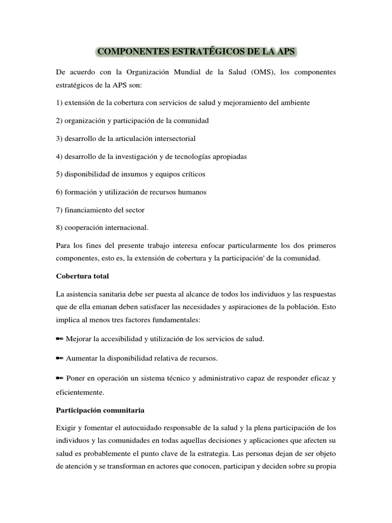 Componentes Estratégicos de La Aps | PDF | Organización no ...