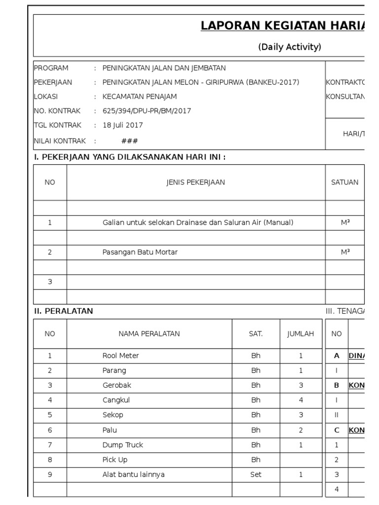 Form Laporan Harian | PDF