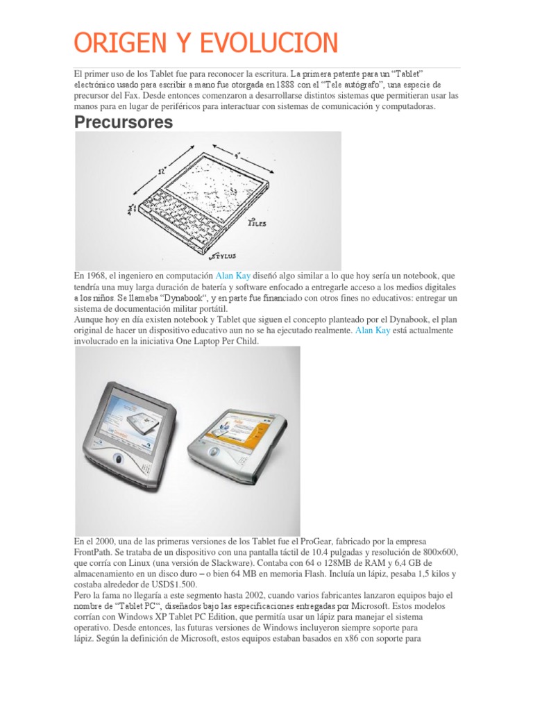 Origen y Evolucion Tablet | PDF | Tableta | Ordenador portátil